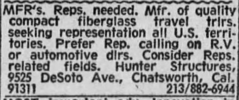 Hunter Compact Fiberglass Campers – A history of the Hunter Compact ...