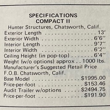 Hunter Compact Fiberglass Campers – A History of the Hunter Compact ...